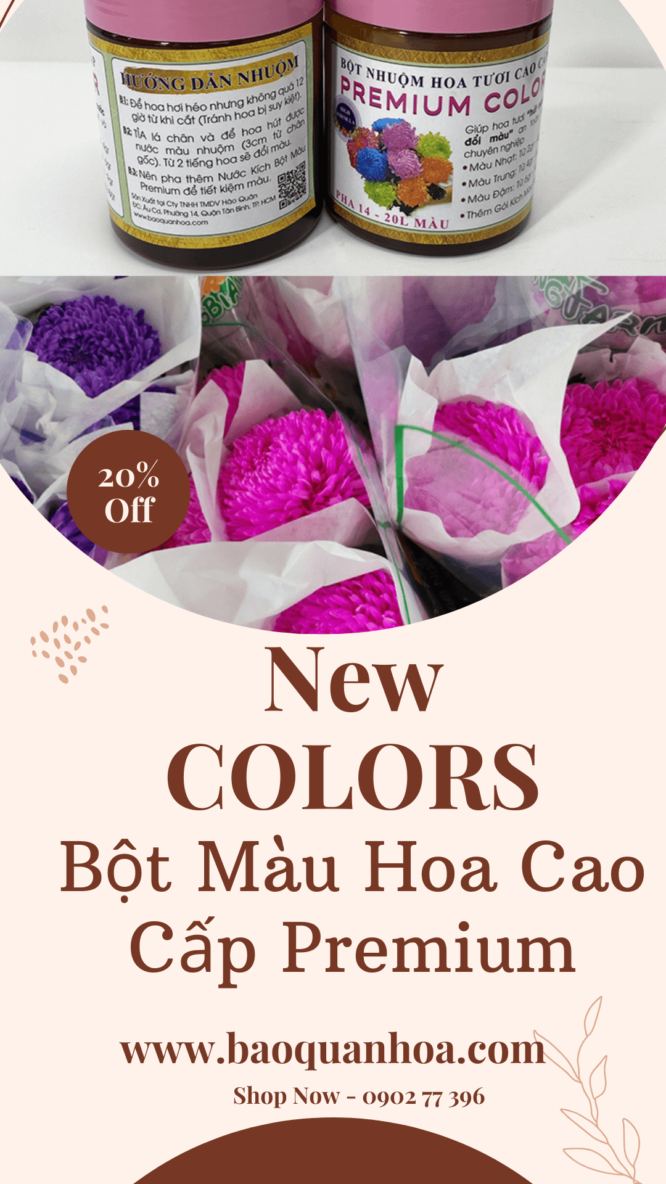 BỘT NHUỘM MÀU HOA TƯƠI CAO CẤP PREMIUM COLOR SODIUM (Hủ pha 14L nước ...